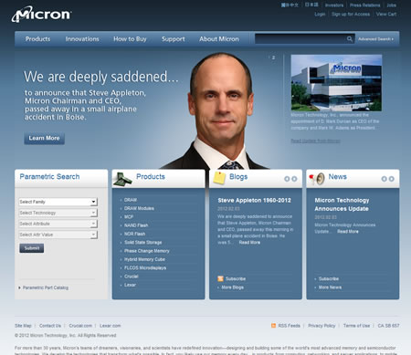 エルミタージュ秋葉原 [業界動向] Micron CEO、Steve Appleton氏が航空機事故により死去