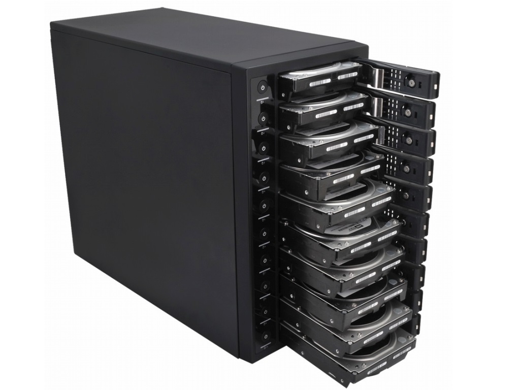 センチュリー、独立電源スイッチを搭載する10ベイ外付HDDケース「裸族のスカイタワー10BAY IS」 - エルミタージュ秋葉原