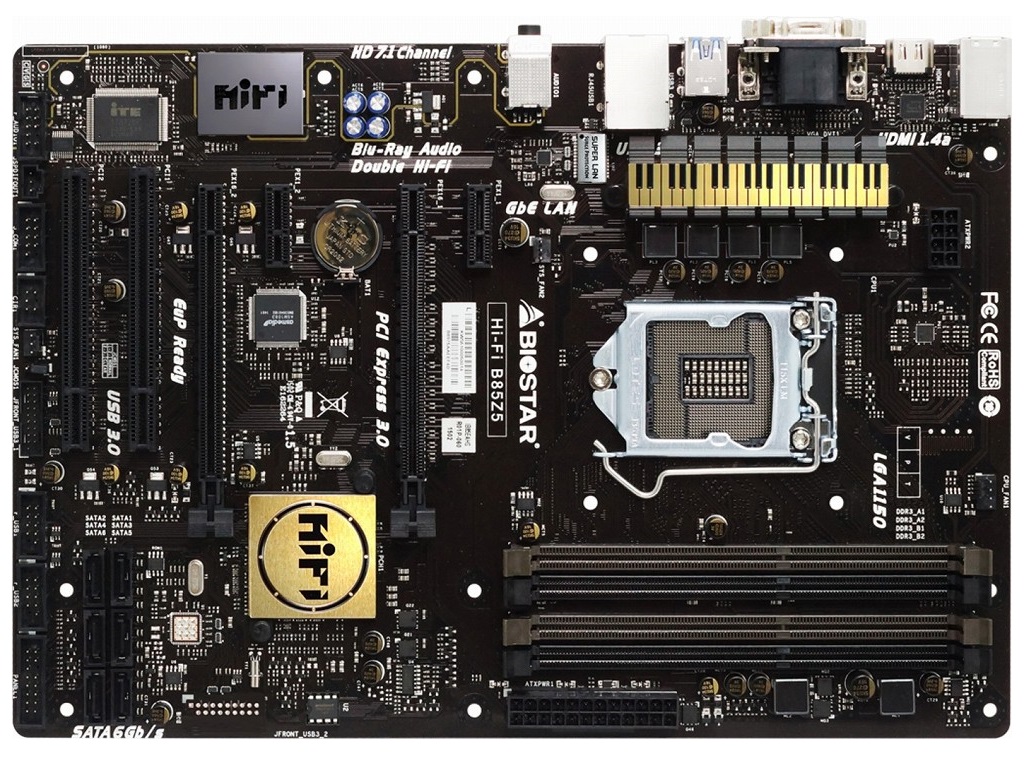 “ピアノ鍵盤デザイン”のオーディオ重視なIntel B85マザー、BIOSTAR「Hi-Fi B85Z5」リリース - エルミタージュ秋葉原