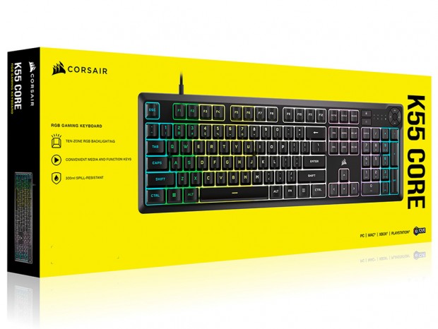 メンブレン採用のフルサイズゲーミングキーボード、CORSAIR「K55 CORE RGB」1月26日発売 - エルミタージュ秋葉原