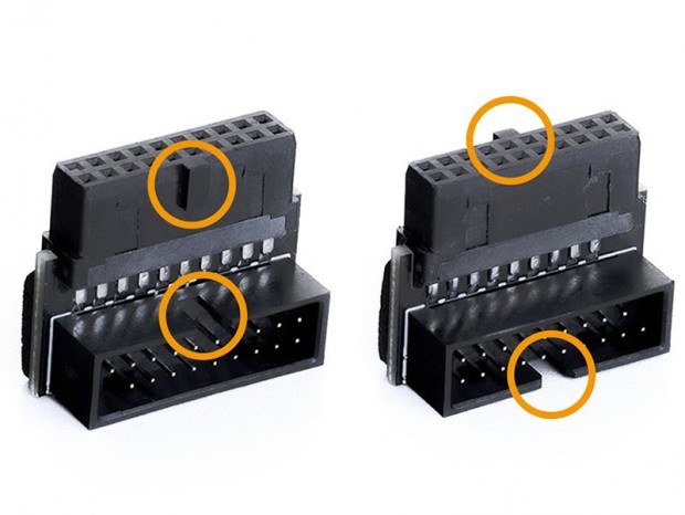 マザーボードのUSB3.0コネクターをL字にできる変換コネクタ2種 - エルミタージュ秋葉原