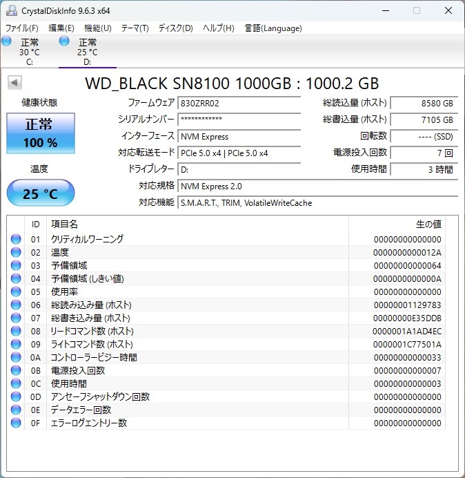 SN8100_102_diskinfo_1tb - エルミタージュ秋葉原